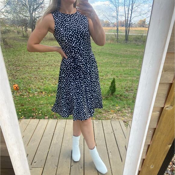 Christopher & Banks | Dresses | Christopher Banks Black And White Polka ...
